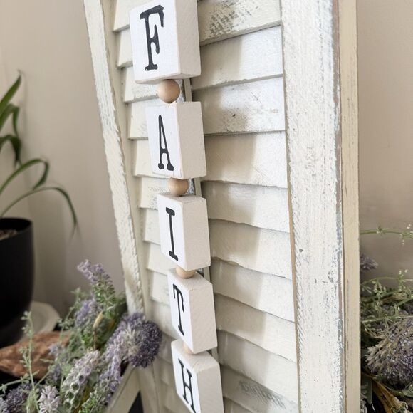 Accents | Faith Distressed Wood Blocks Bead Tassel Hanger Sign Home ...
